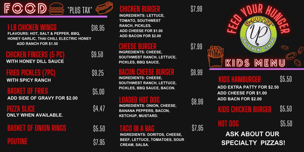 Eat and Drink – U-Puttz Amusement Centre