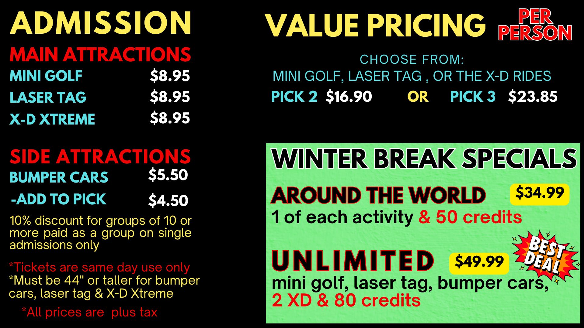 Admission – U-Puttz Amusement Centre